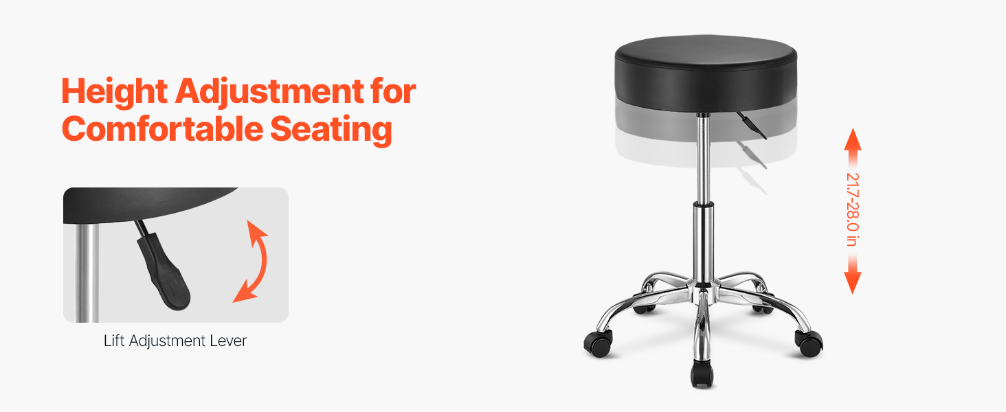 VEVOR Round Rolling Stool Swivel Work Stool with Wheels Height ...