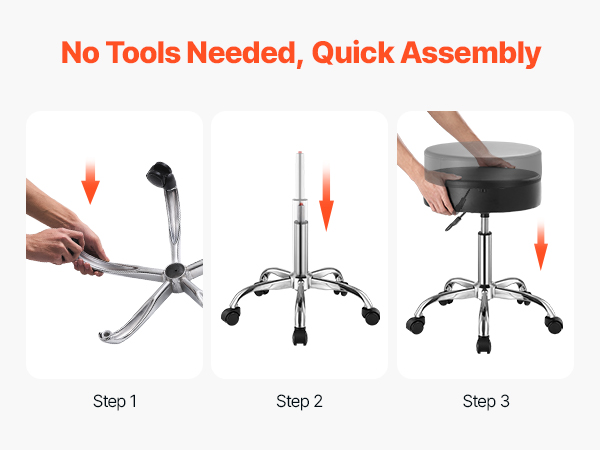 Round Rolling Stool Swivel Work Stool with Wheels Height Adjustable ...