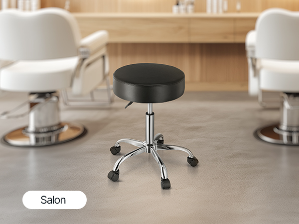 Round Rolling Stool Swivel Work Stool with Wheels Height Adjustable Black | VEVOR US