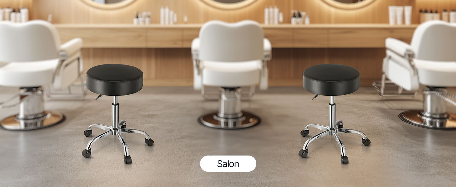 Round Rolling Stool Swivel Work Stool with Wheels Height Adjustable ...