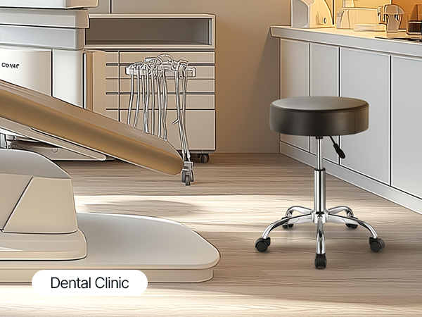 Round Rolling Stool Swivel Work Stool with Wheels Height Adjustable ...