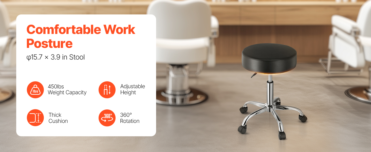 VEVOR Round Rolling Stool Swivel Work Stool with Wheels Height ...