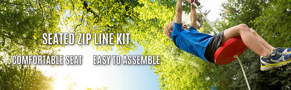 Backyard Zip Line VEVOR 100FT Zip Line Kit With Seat - Backyard Zipline ...