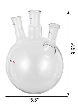 VEVOR Round Bottom Flask Receiving Flask 2L, Reaction Flask 3 Neck Boiling Flask | VEVOR AU