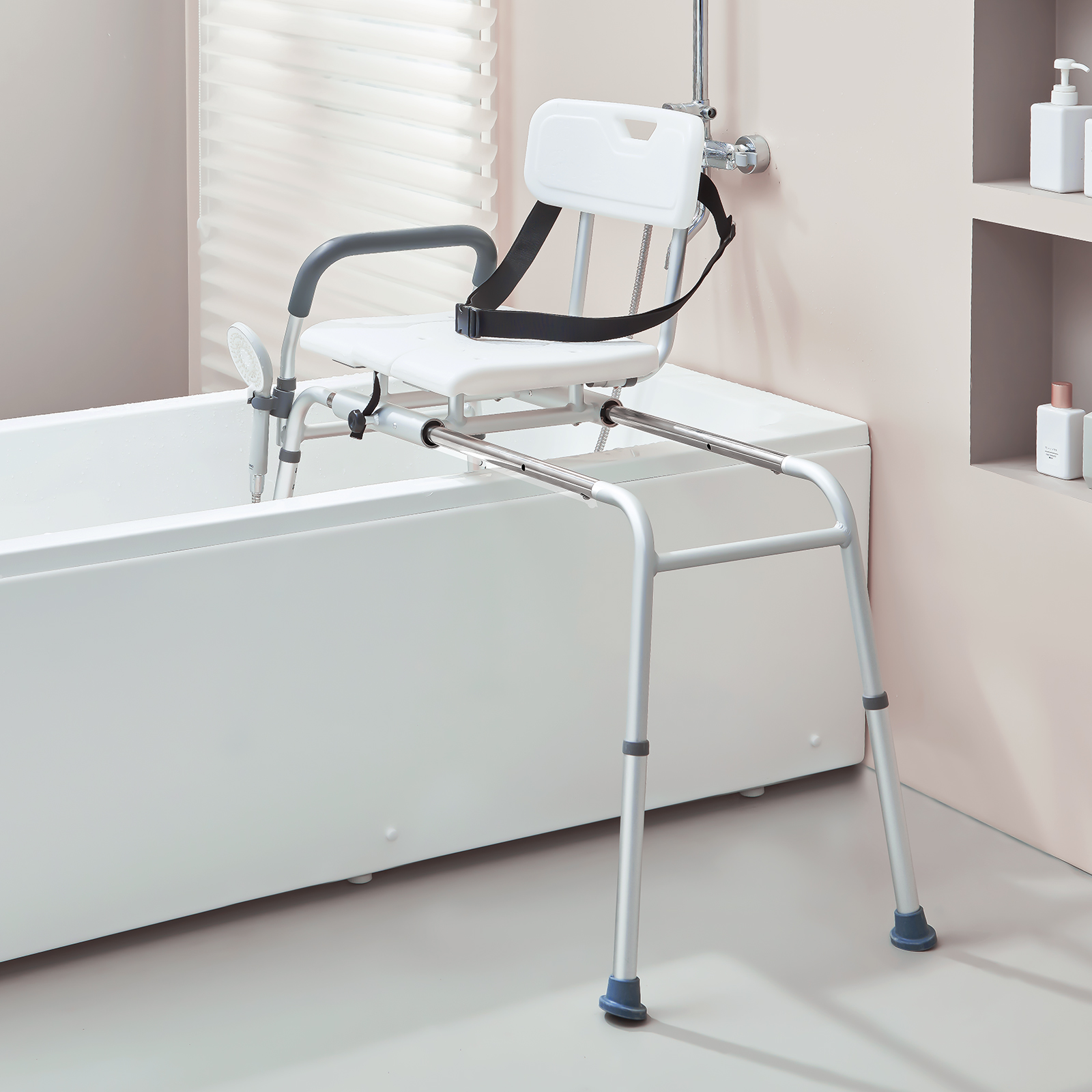 Sliding Tub Transfer Bench Shower Chair w/360 Degree Swivel Seat 400 ...