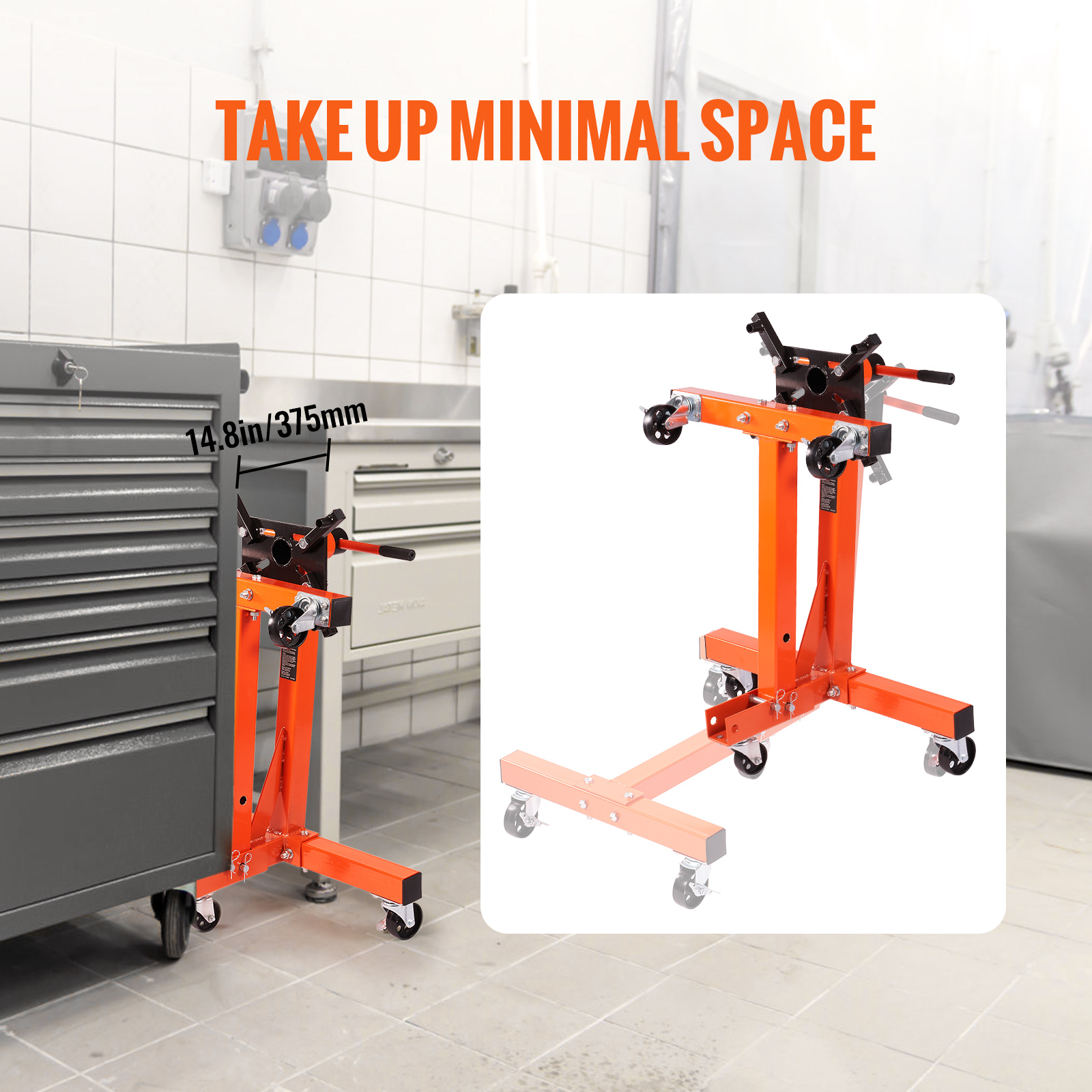 VEVOR Engine Stand 1500LBS Folding Motor Hoist Dolly w/ Adjustable ...