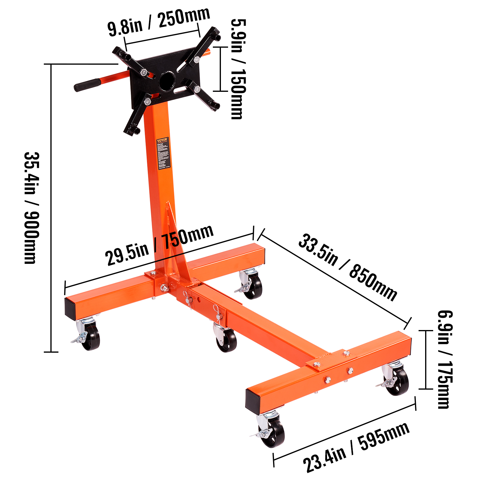 VEVOR Support Moteur deAtelier 680 kg Stand de Moteur en Acier Pliable ...