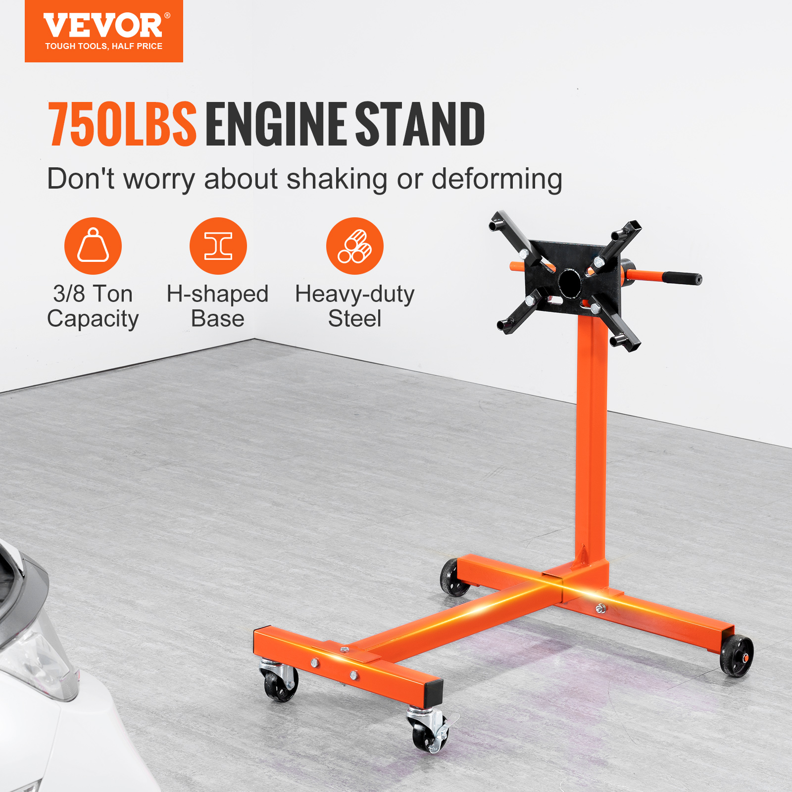 VEVOR Engine Stand 750LBS Motor Hoist Dolly 360 Degree Adjustable ...