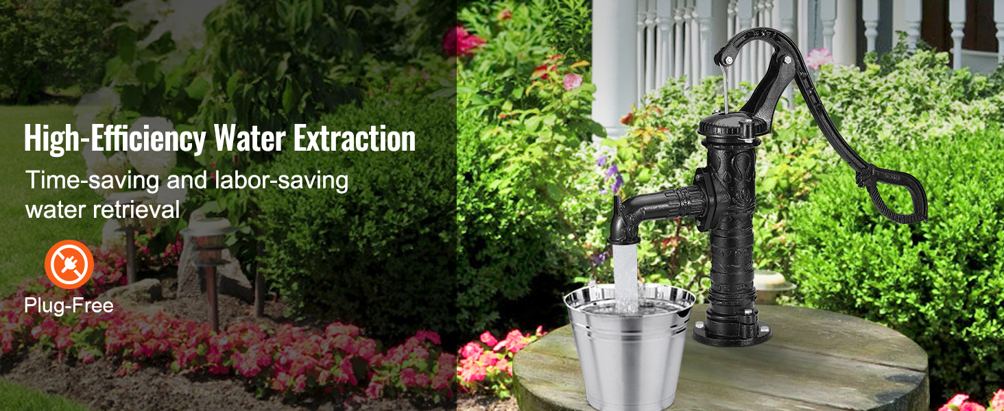 Mophorn Antique Well Hand Pitcher Pump 22ft Lift Cast Iron Manual Water ...