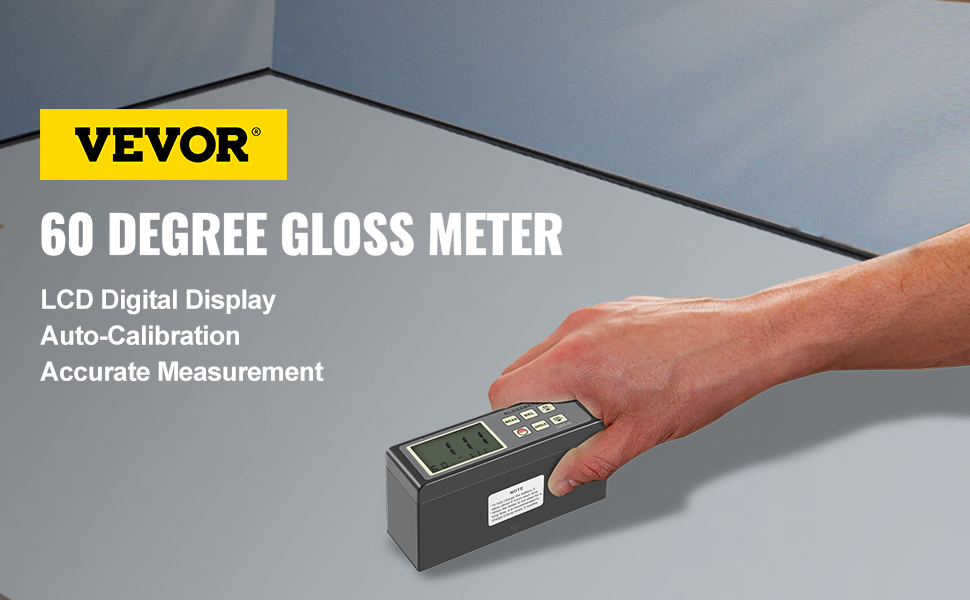 VEVOR 60 Degree Gloss Meter, 0.1 to 200GU Digital Precision Glossmeter ...