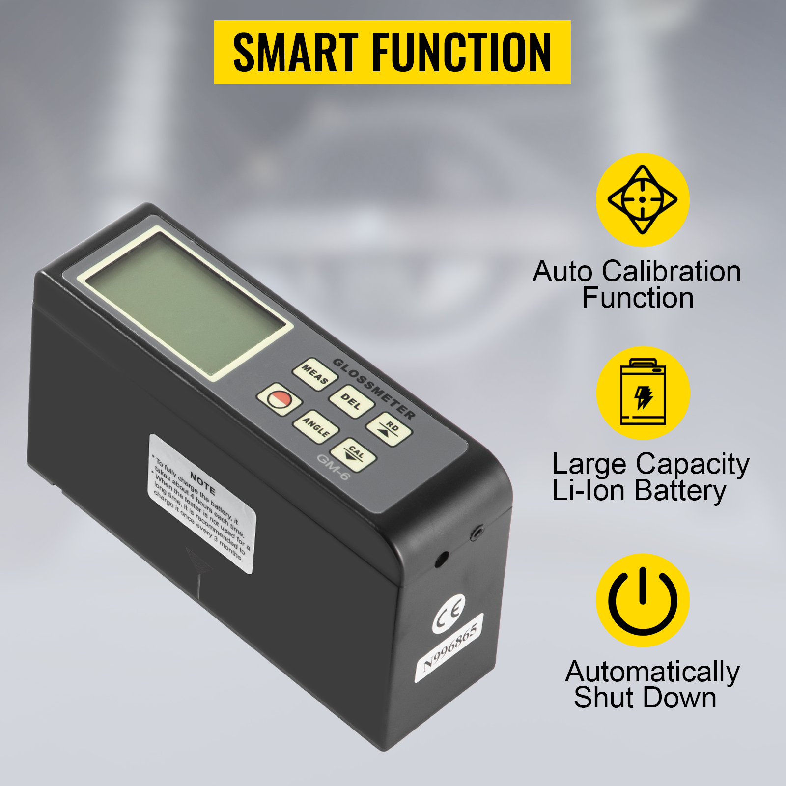 VEVOR 60 Degree Gloss Meter, 0.1 to 200GU Digital Precision Glossmeter ...