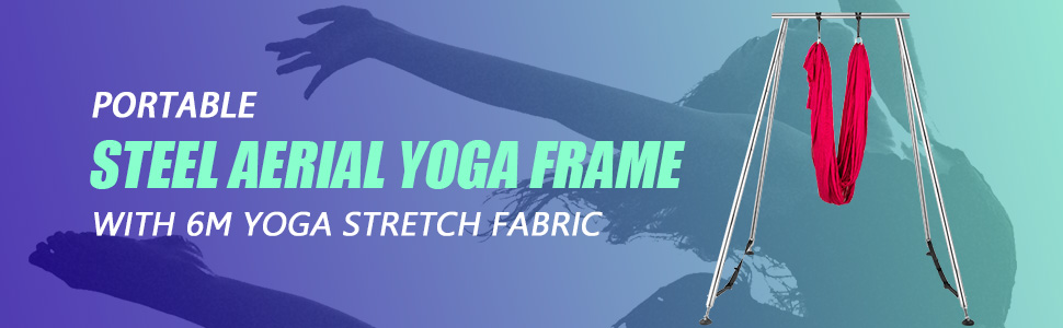 Aerial Stand Portable Yoga Swing Stand Fitness Frame Indoor w/6M Aerial ...
