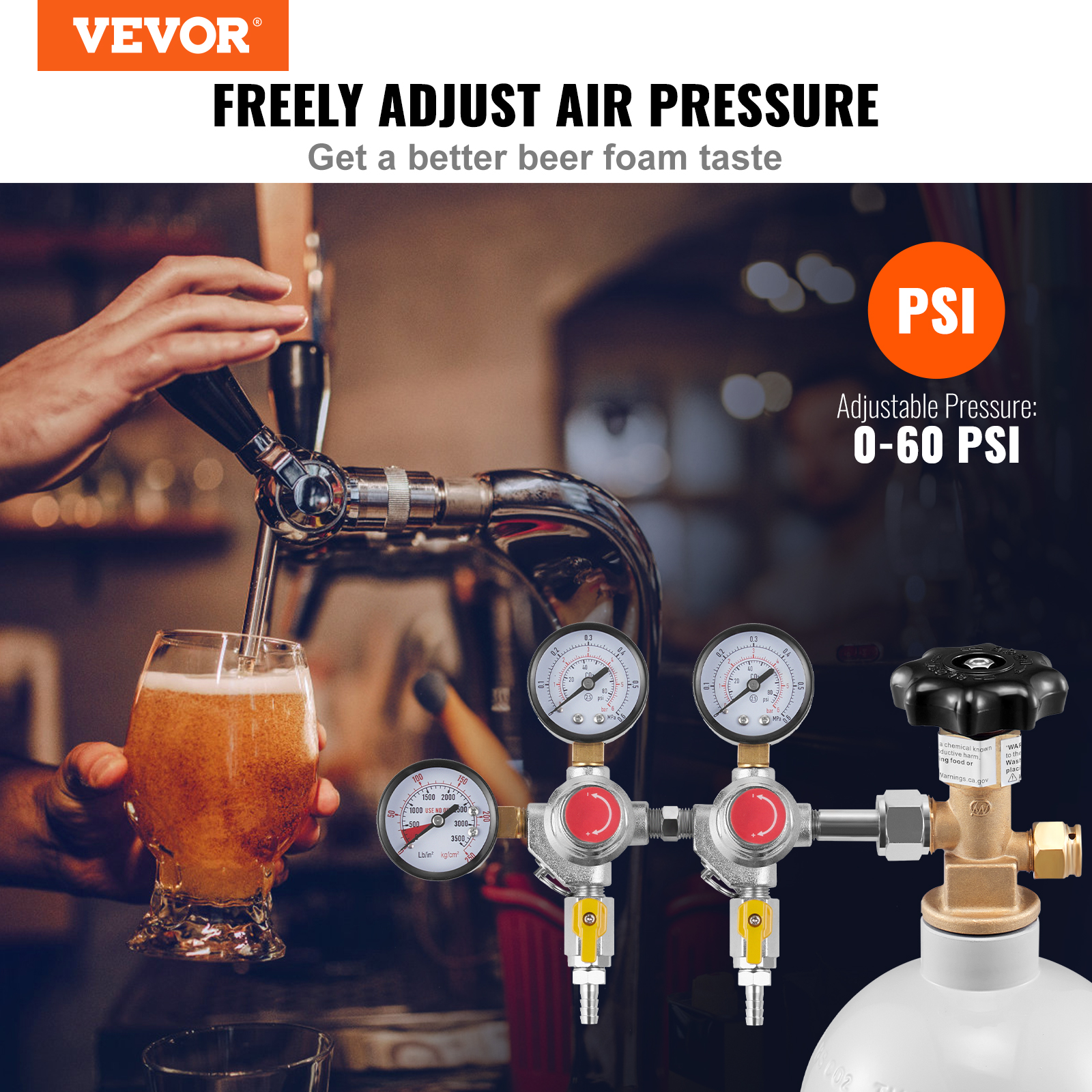 5/10/15/20 Lbs CO2 Tank Aluminum CO2 Regulator Gauge with Check Valve ...