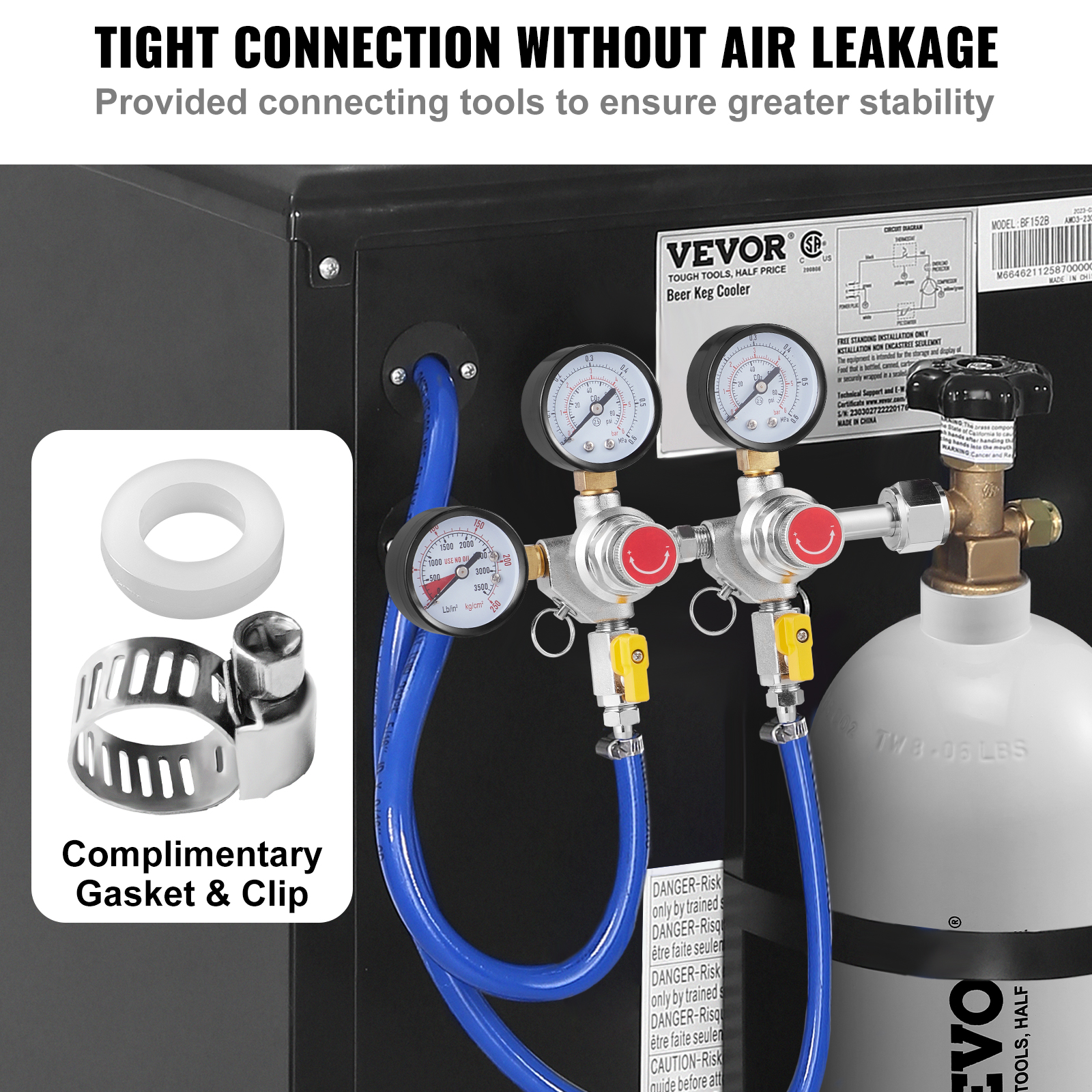 VEVOR 5 Lbs CO2 Tank Aluminum CO2 Regulator Gauge with Check Valve ...