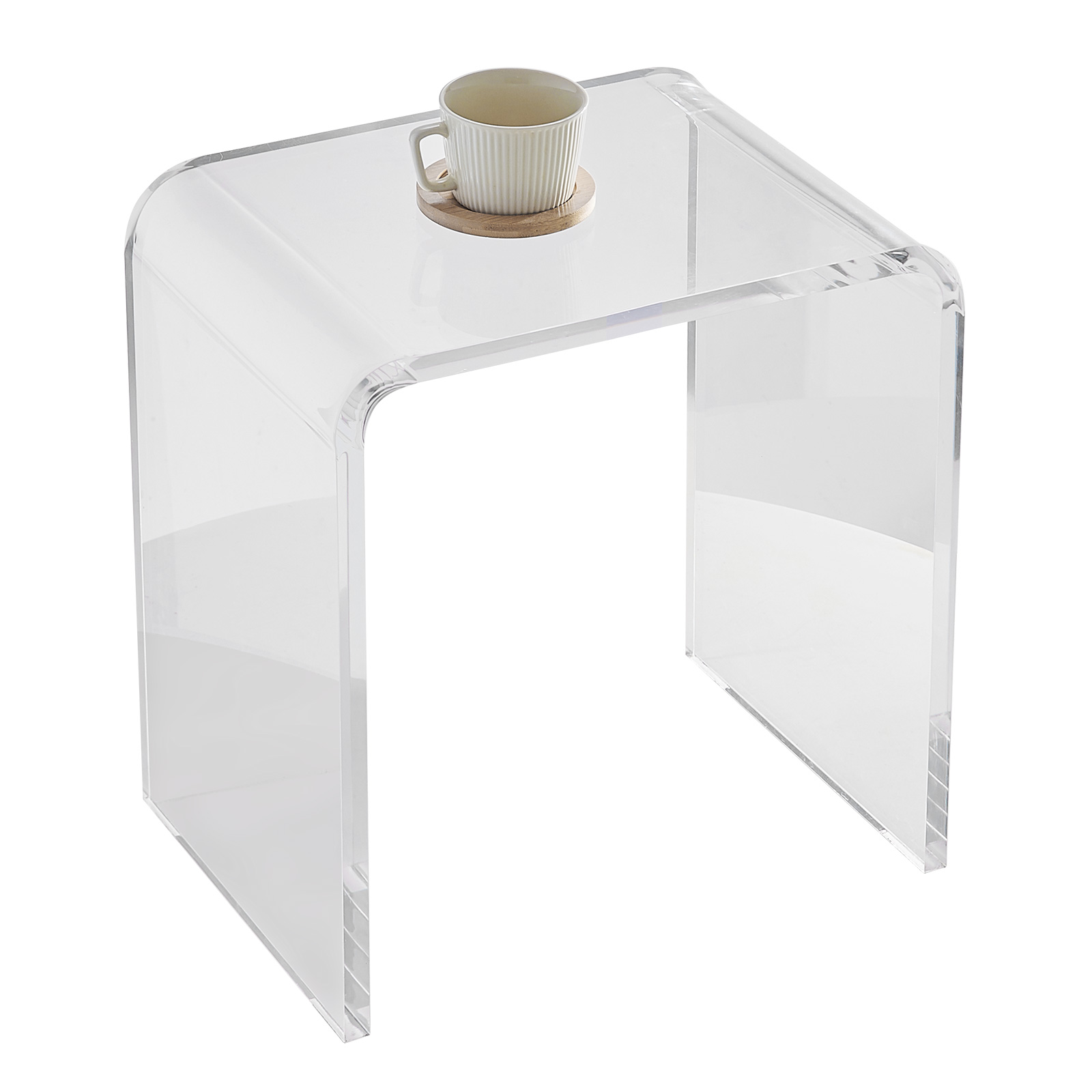 VEVOR Acrylic End Table, C-Shaped Lucite Side Table, Clear Acrylic Side ...