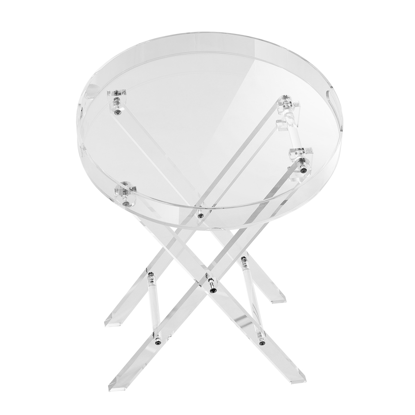 VEVOR Acrylic Folding Tray Table, Acrylic End Table with Folding X Leg ...