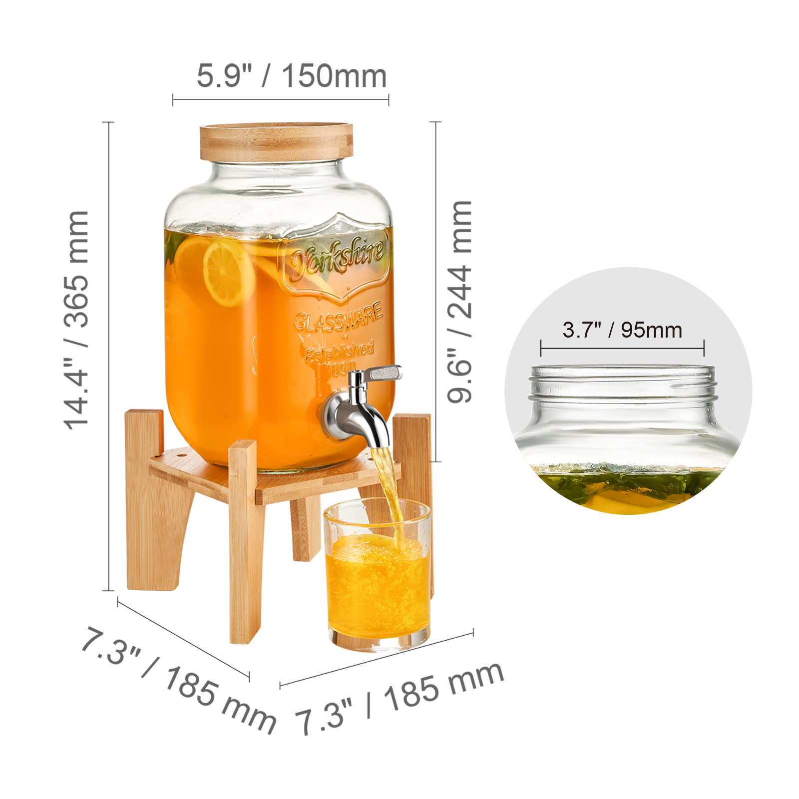 VEVOR Beverage Dispenser, 1 Gallon Drink Dispensers for Parties, Glass ...