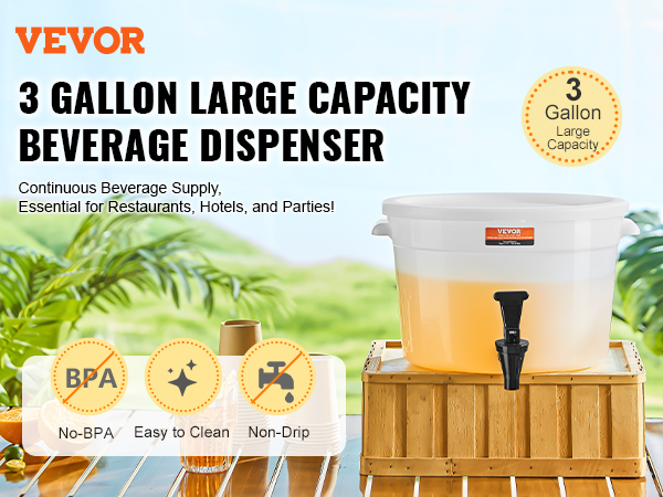 VEVOR Beverage Dispenser, 3 Gallon Drink Dispensers for Parties ...