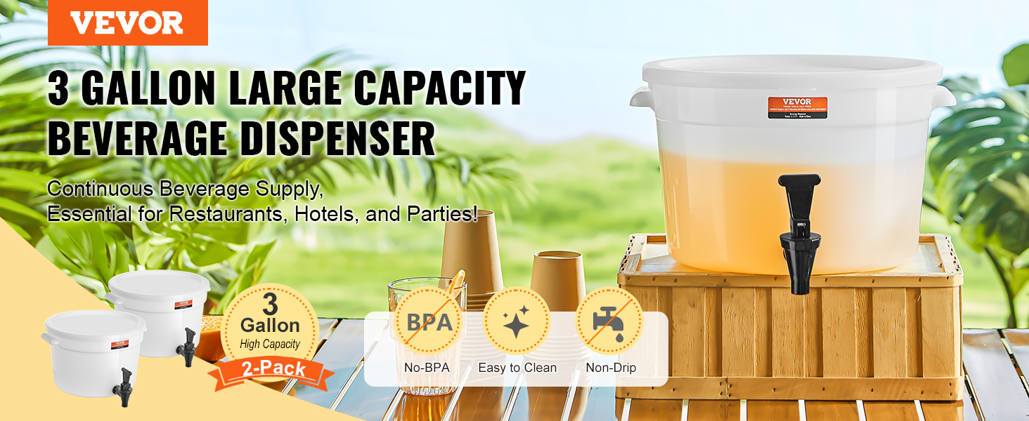 VEVOR Beverage Dispenser, 3 Gallon Drink Dispensers for Parties ...