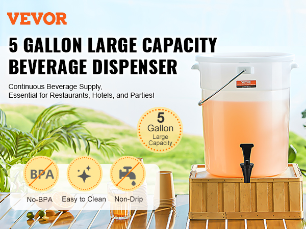 Large Capacity Plastic Beverage Dispenser