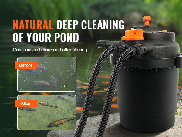 VEVOR Bio Pressure Pond Filter, Up to 1600 Gallons, with 13W UV-C Light ...
