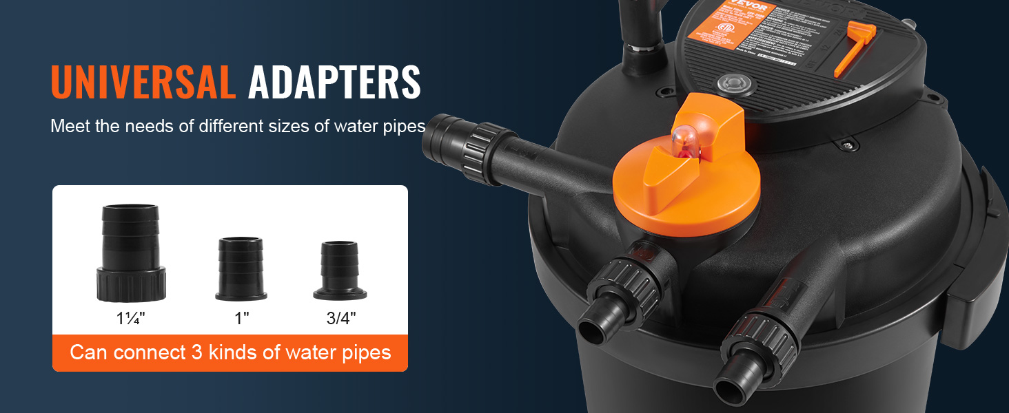 VEVOR VEVOR Filtro de estanque de presión biológica, hasta 1600 galones, con luz UV-C de 13 W ...