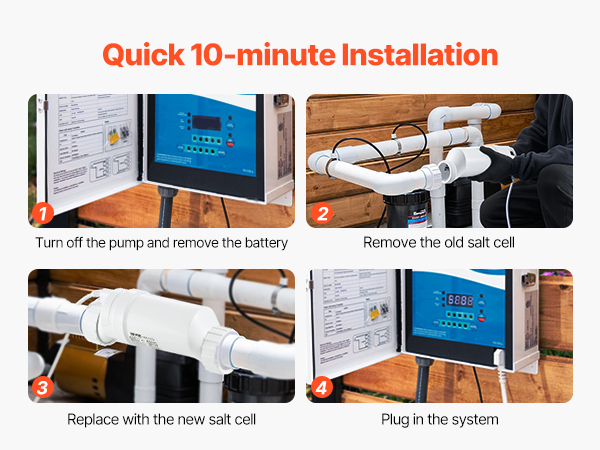 VEVOR Salt Water Chlorinator System, Pool Chlorination Cell Fits for ...