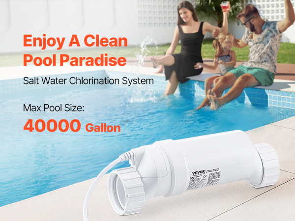 VEVOR Salt Water Chlorinator System, Pool Chlorination Cell Fits for ...