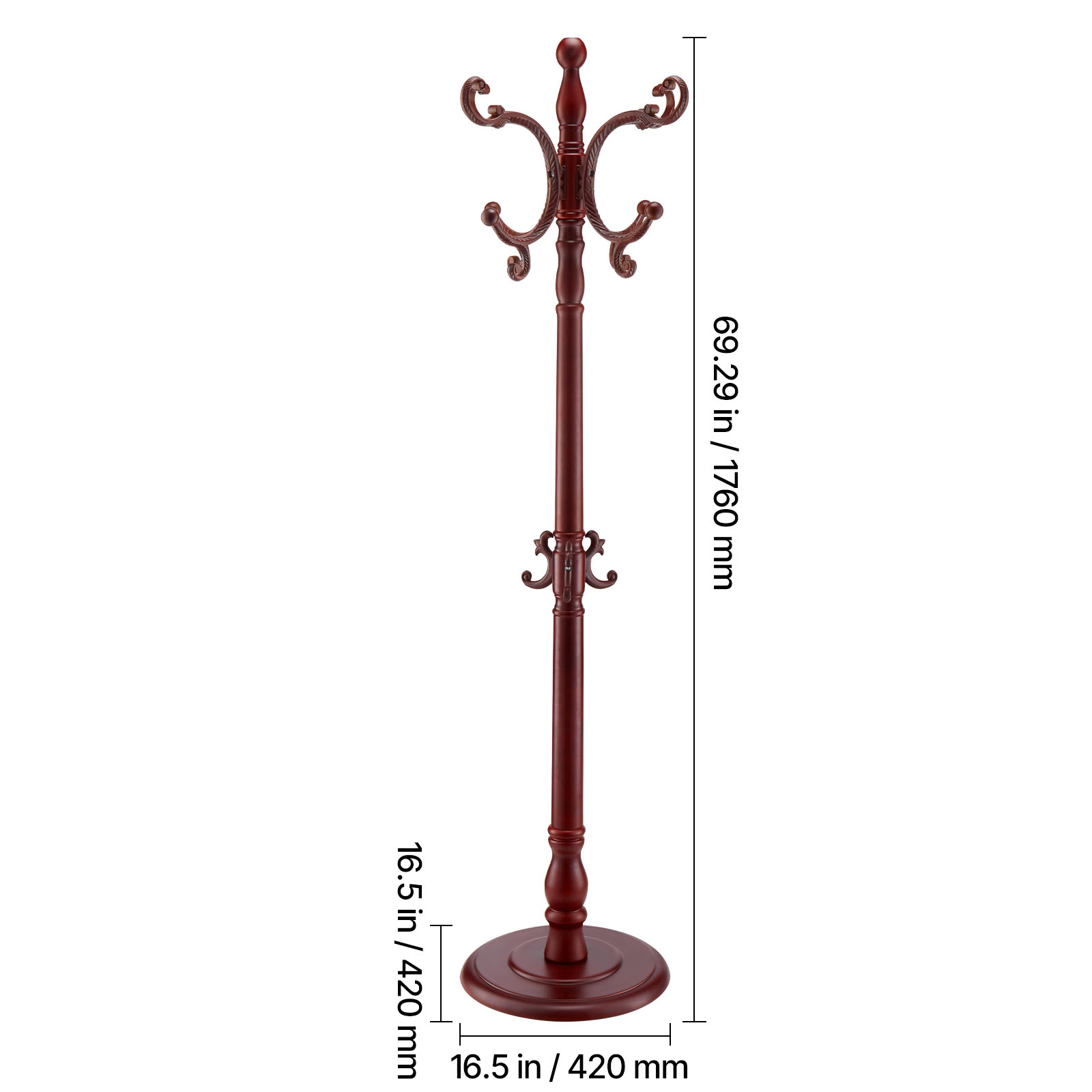 VEVOR Coat Rack Freestanding, Wooden Coats Rack Stand with Weighted ...