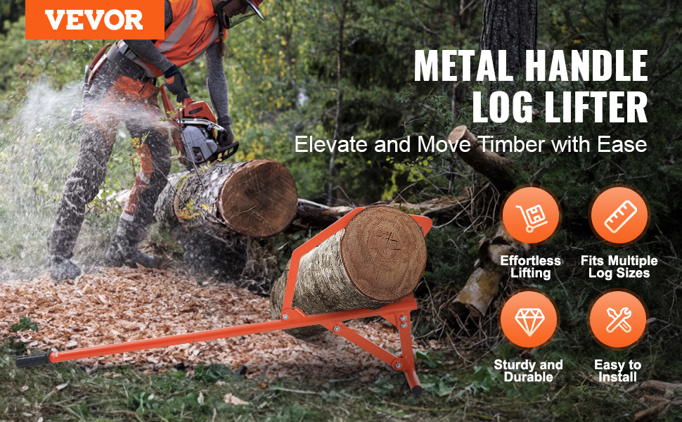 VEVOR Timberjack 46.5 in Heavy Duty Log Lifter for Max 25" Dia Logs ...