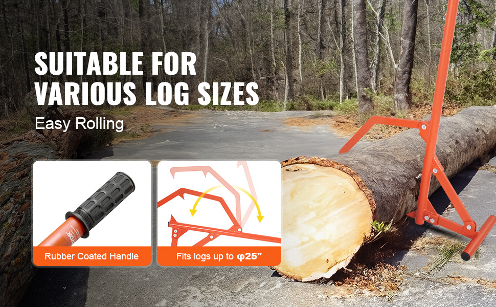 VEVOR Timberjack 46.5 in Heavy Duty Log Lifter for Max 25" Dia Logs ...