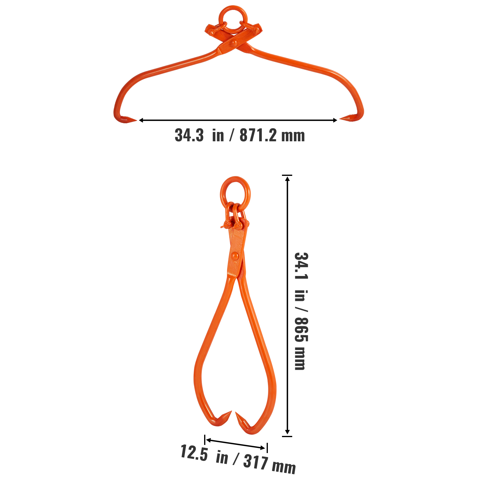 VEVOR Log Skidding Tongs, 32 inch 2 Claw Log Lifting Tongs, Heavy Duty ...