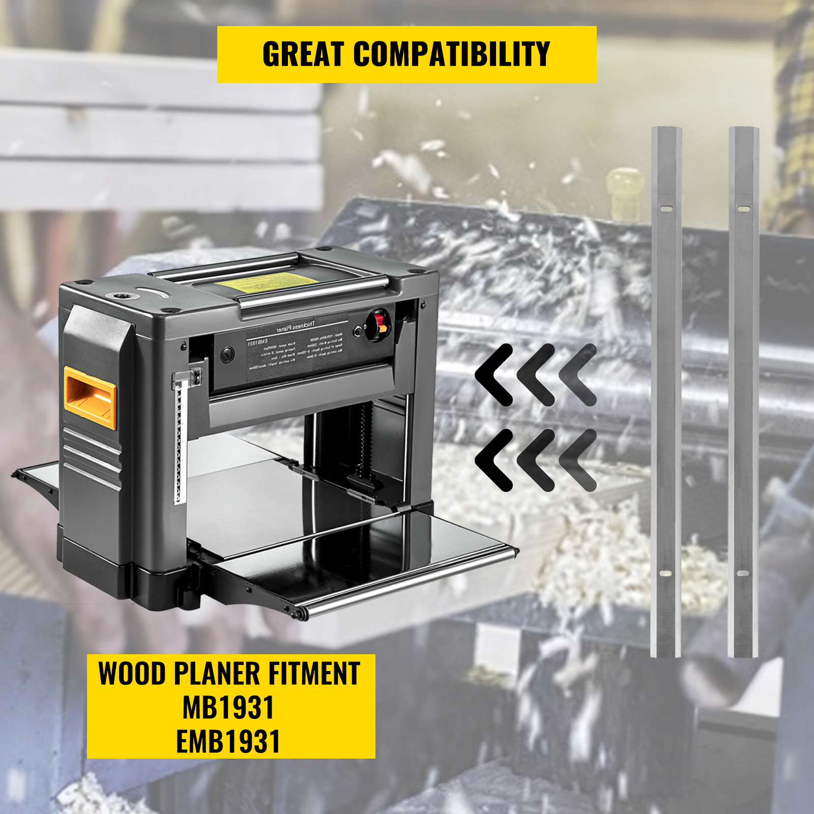 VEVOR 2PCs HSS Planer Blades 319x18.2x3.2mm Double Edges MB1931 EMB1931 ...