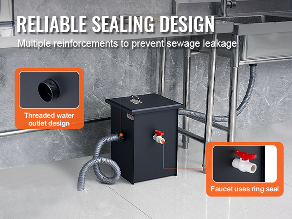 VEVOR Commercial Grease Trap, 8 LBS Grease Interceptor, Side Inlet ...