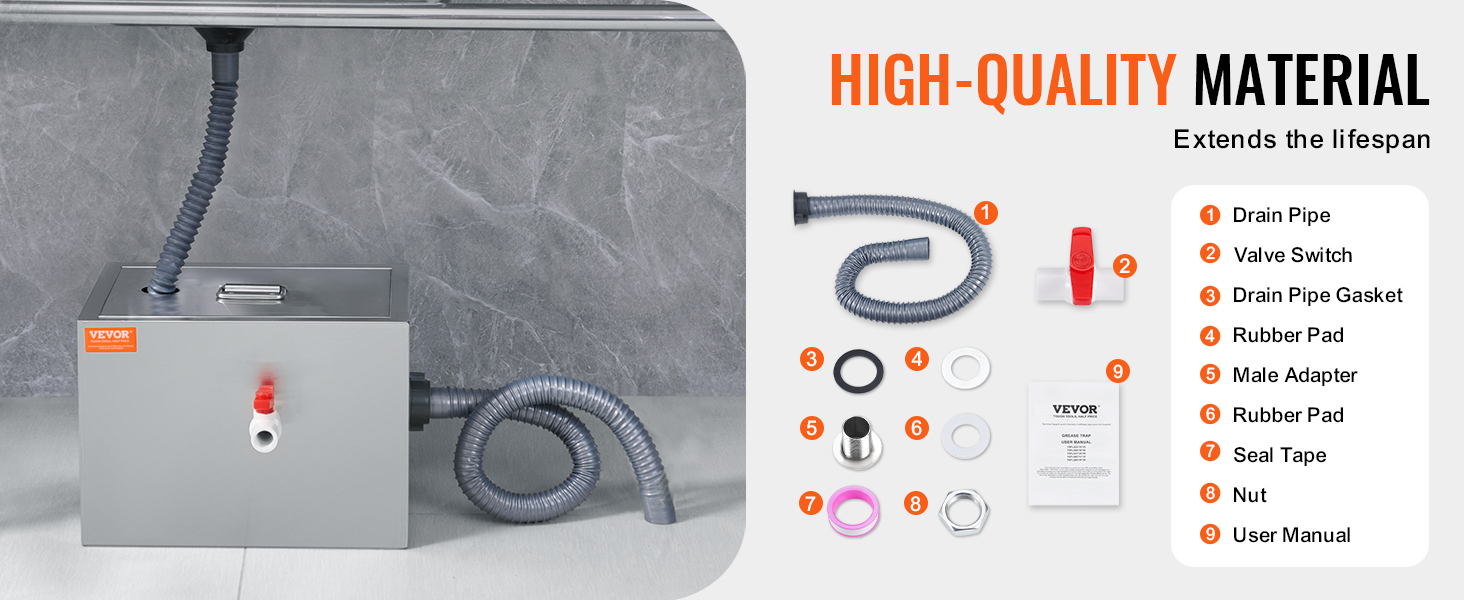 Restaurant Grease Separator VEVOR Commercial Grease Trap - Stainless ...