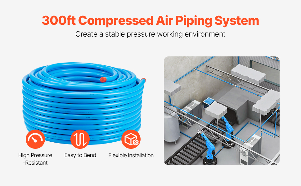 Air Compressor Line Kit 3/4'' x 300FT HDPE/Aluminum Shop Air Piping ...