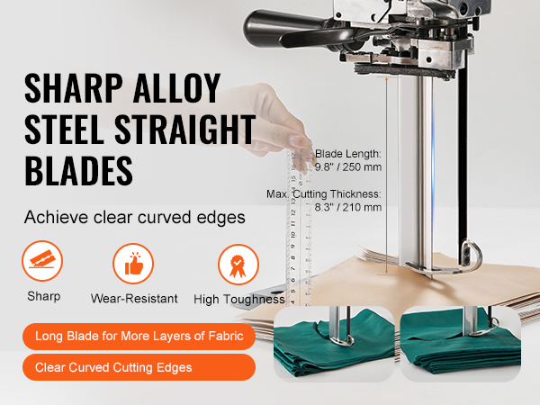 VEVOR Fabric Cutter, 750W High-Speed Straight Knife Cloth Cutting ...