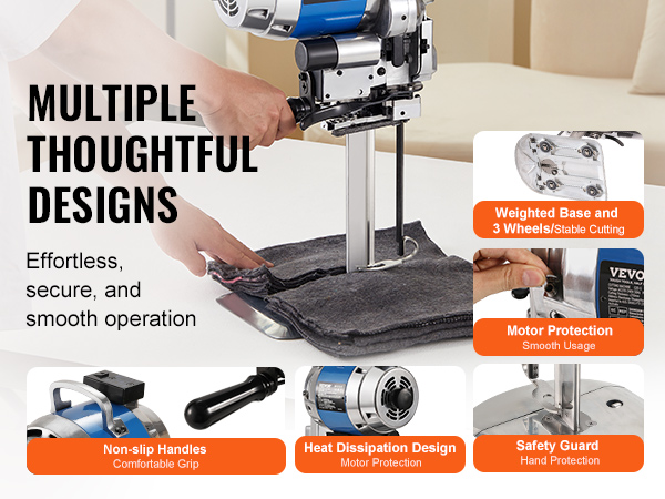 VEVOR Fabric Cutter, 750W High-Speed Straight Knife Cloth Cutting ...