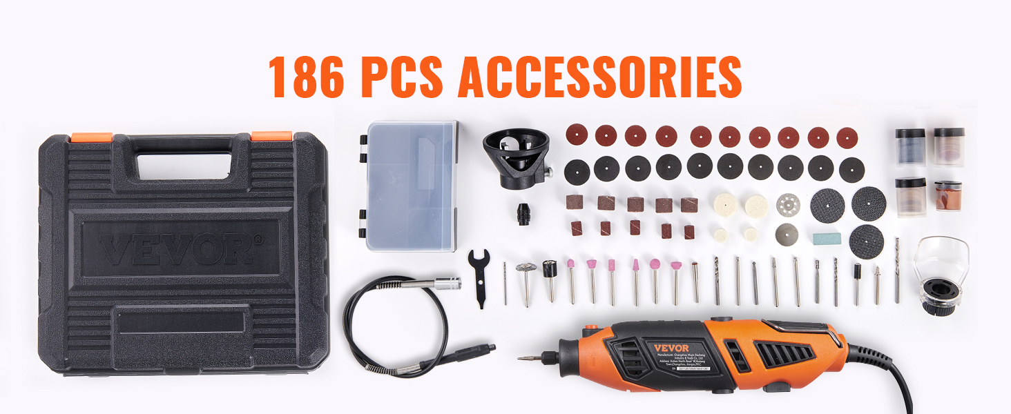VEVOR Rotary Tool Kit Variable Speed Rotary Tool 186 PCS for Grinding ...