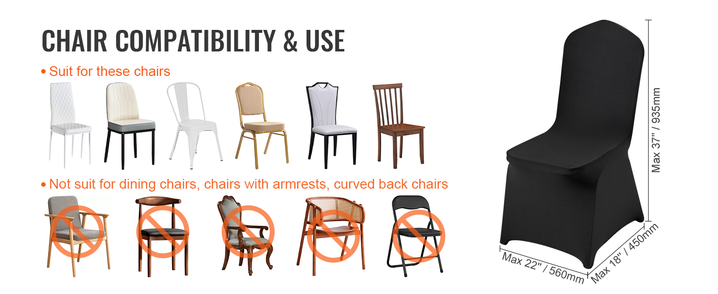 VEVOR Stretch Spandex Folding Chair Covers, Universal Fitted Chair ...