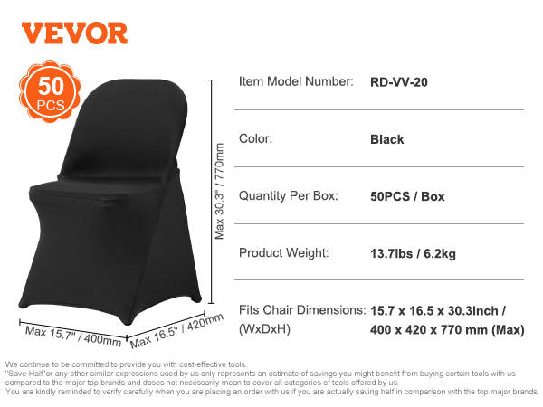 VEVOR Stretch Spandex Folding Chair Covers, Universal Fitted Chair ...