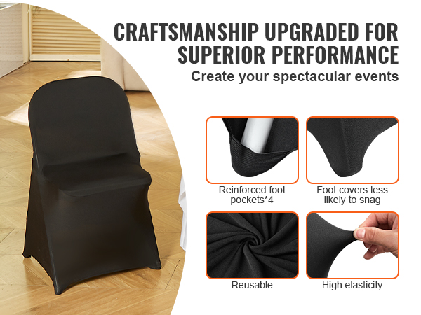 VEVOR Stretch Spandex Folding Chair Covers, Universal Fitted Chair ...