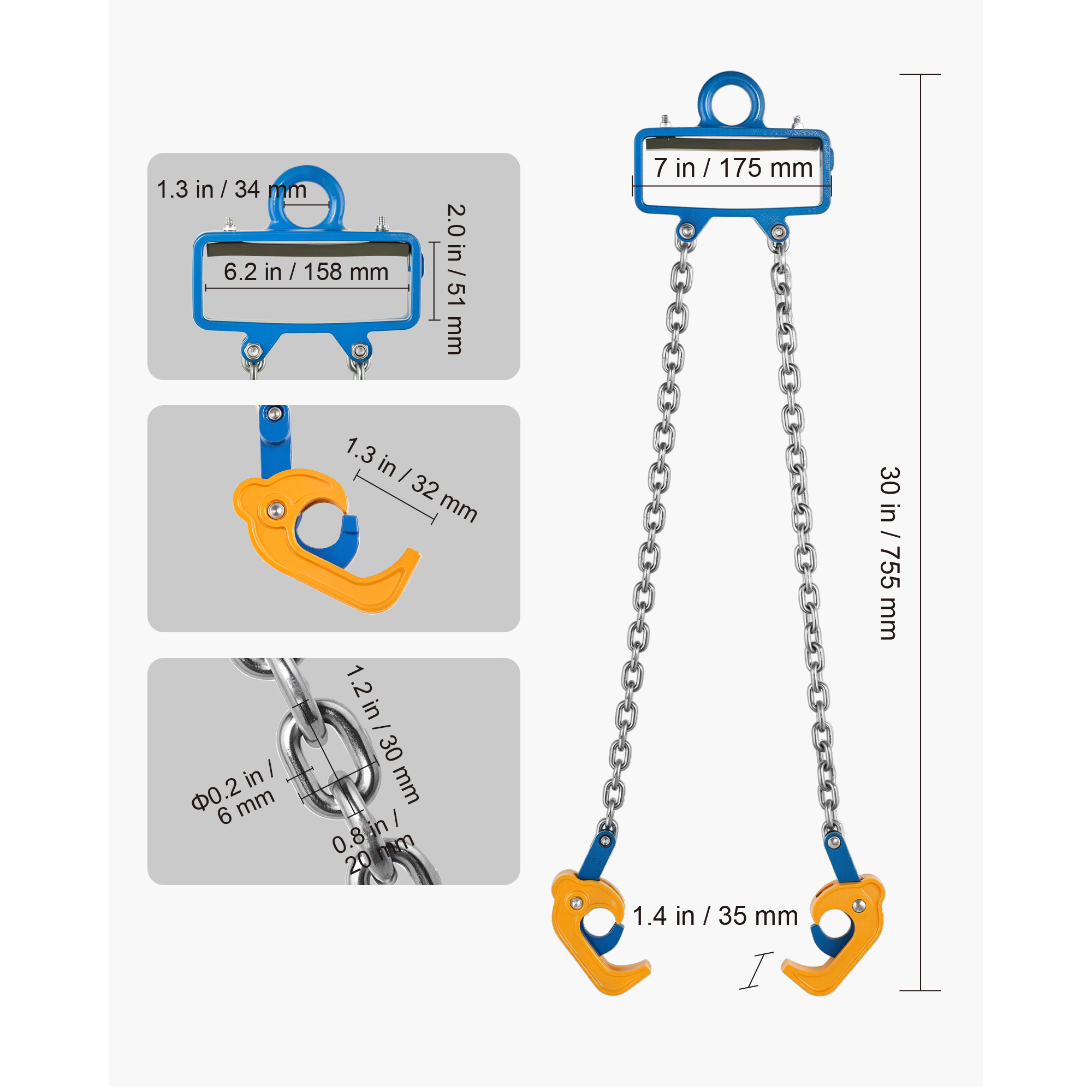 Mophorn Chain Drum Lifter, G80 Drum Lifting Chain Sling with Safety ...