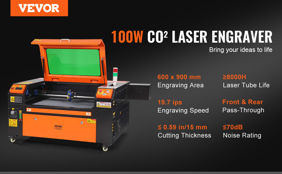 VEVOR 100W CO2 Laser Engraver, 24 x 35 in, 19.7 IPS Laser Cutter ...