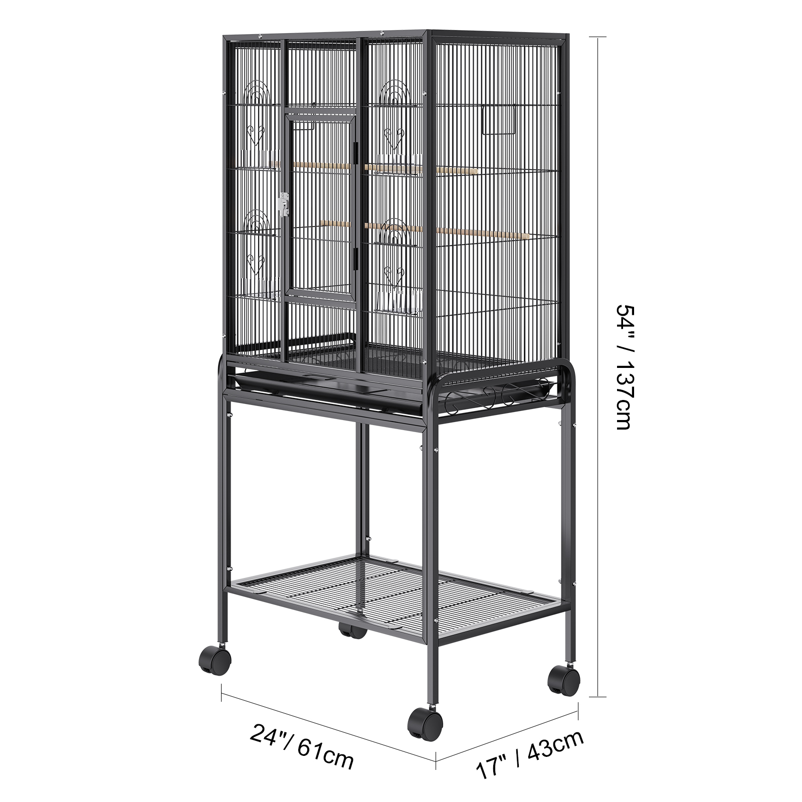 VEVOR Cage Oiseau 61x43x137 cm Grande Cage Oiseaux a Roulettes ...