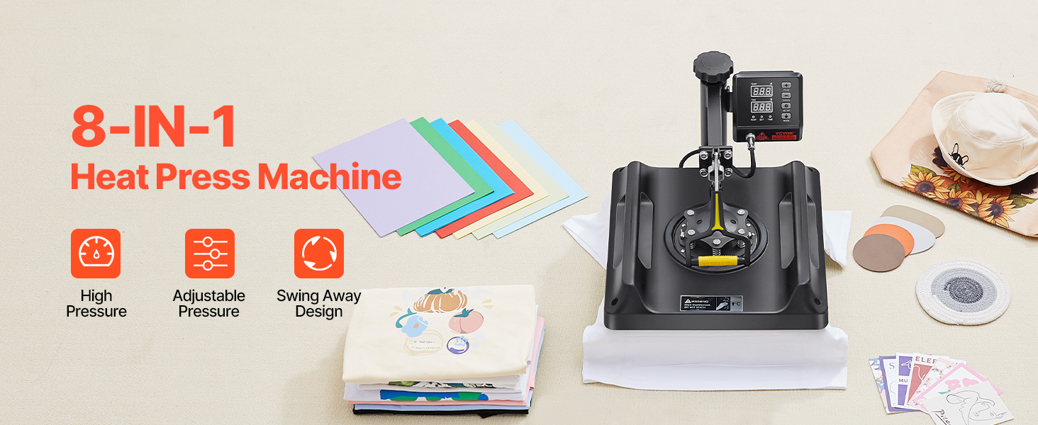 Heat Press Machine Sublimation Machine 15 x 15 Inch 8 In 1 Heat Press ...