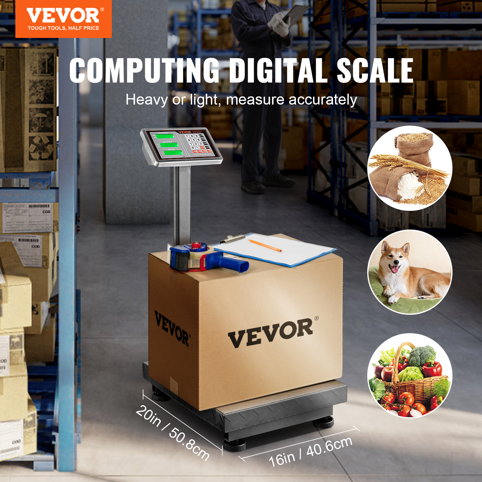 VEVOR 660/880/1100lbs Digital Floor Platform Scale Shipping / Livestock ...