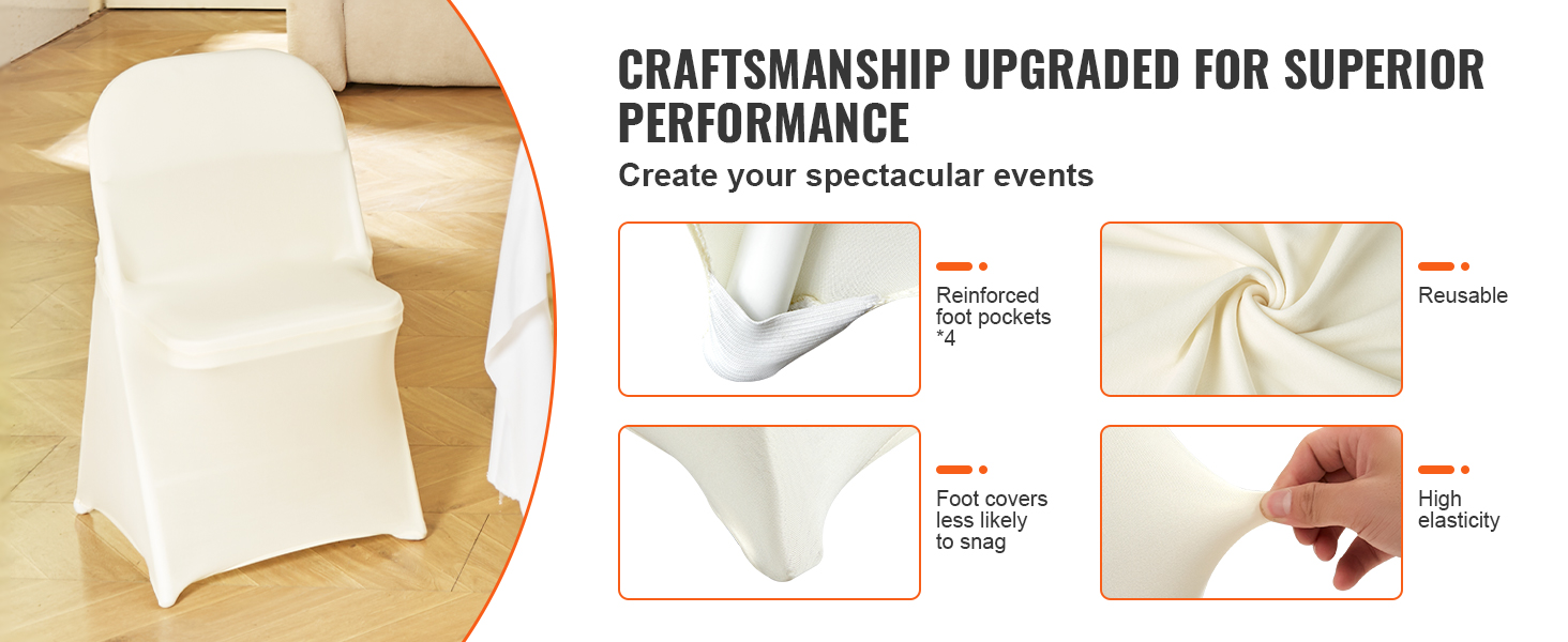 VEVOR Stretch Spandex Folding Chair Covers, Universal Fitted Chair ...