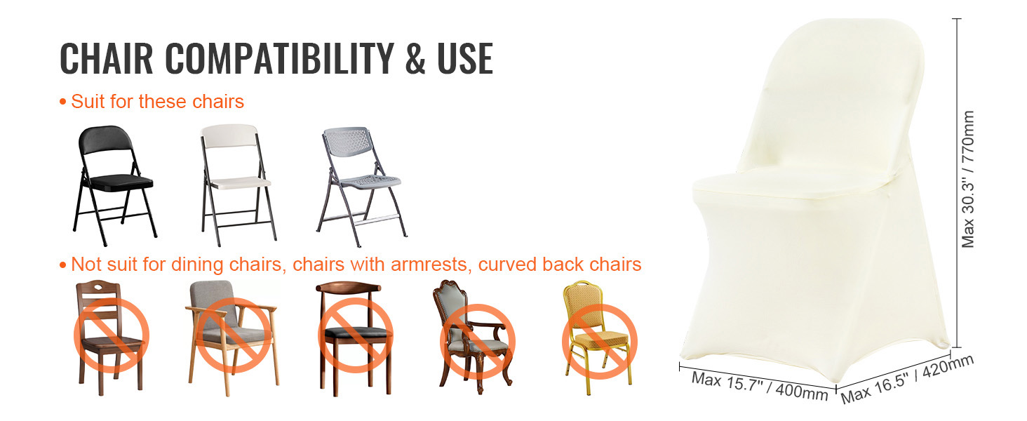 VEVOR Stretch Spandex Folding Chair Covers, Universal Fitted Chair ...