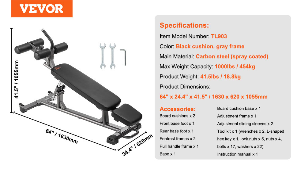 VEVOR Weight Bench Adjustable Situp Incline Bench for Home Gym Strength ...